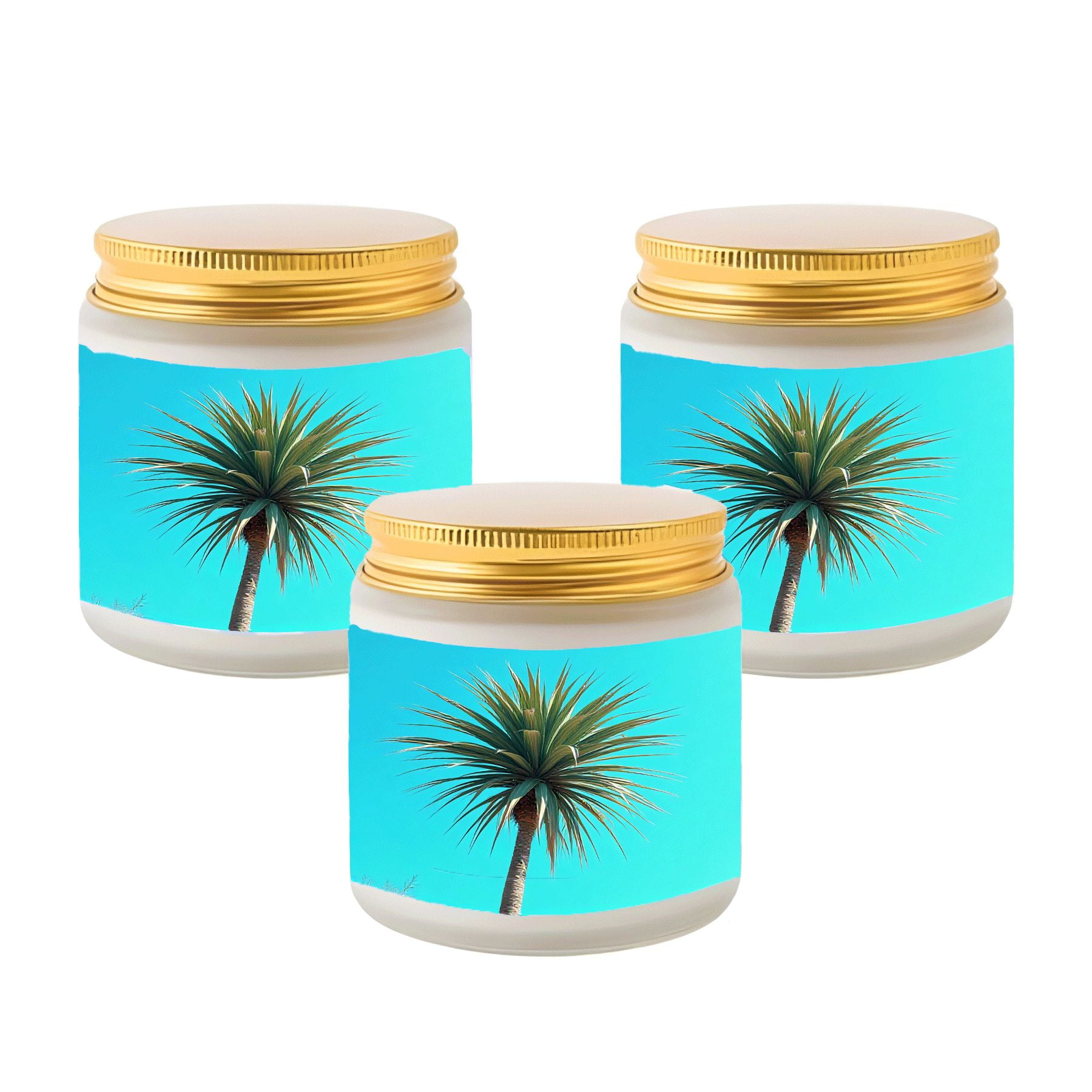 3 Pack Tropical Scented Soy Wax Candles with Vibrant Blue Palm Tree ...