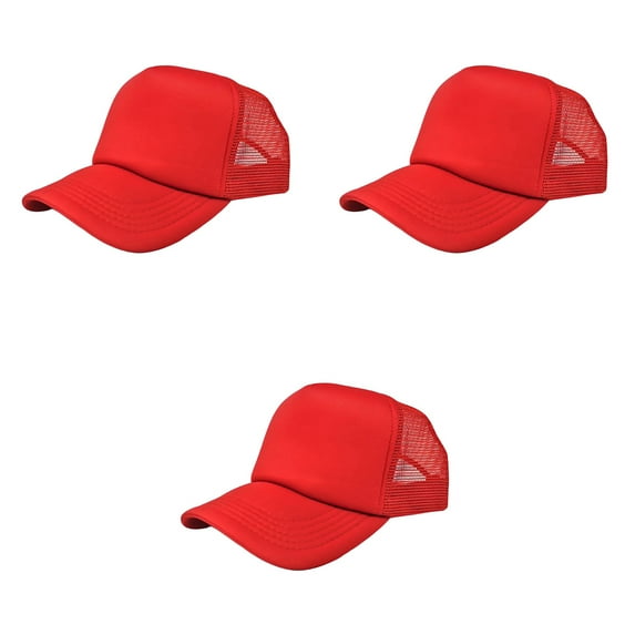 3 Pack Trucker Hats Classic Mesh Back Caps Adjustable Snap Closure (Red ...