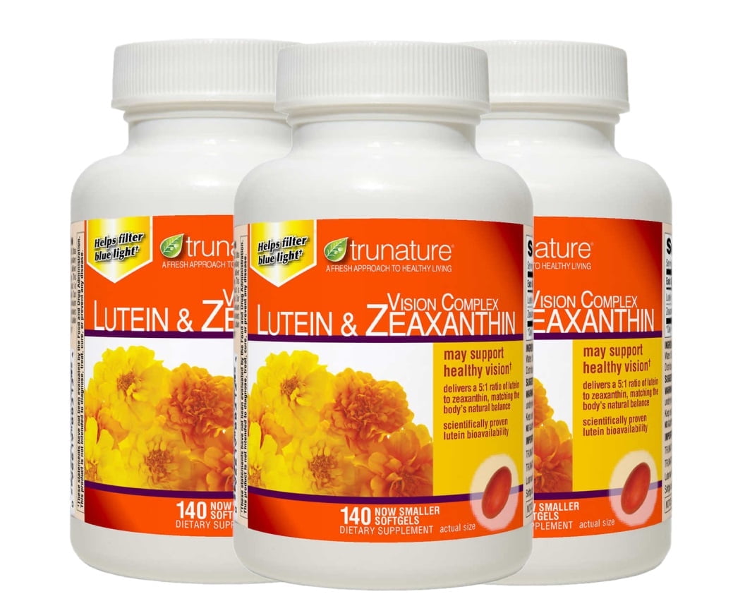 3 Pack | Trunature Vision Complex Lutein & Zeaxanthin, 140 Softgels - Walmart.com