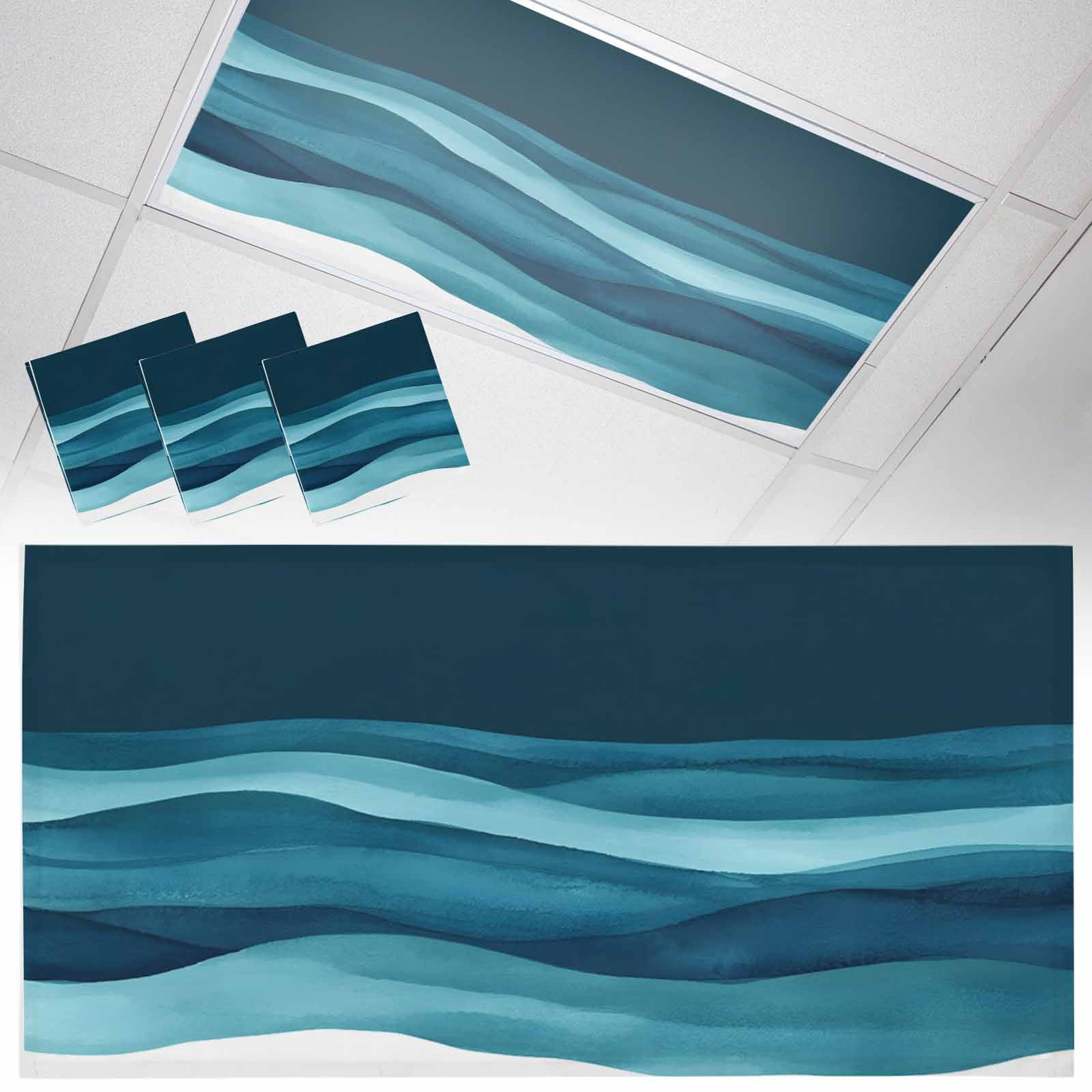 3 Pack Turquoise Blue Fluorescent Light Covers for Ceiling Lights Water ...