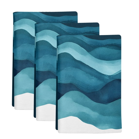 3 Pack Turquoise Blue Kitchen Towels Water Ripple Abstract Gradient ...