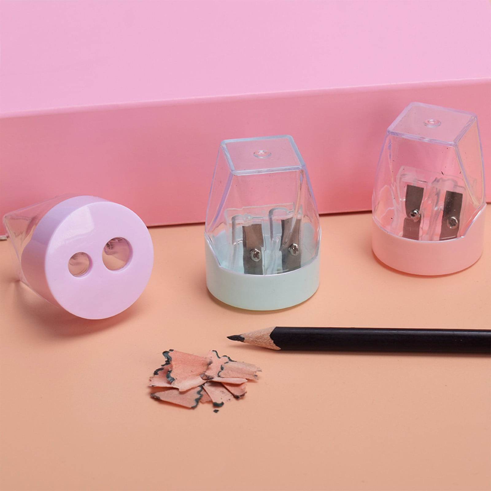 3-Pack Two-Hole Pencil Sharpeners - Anti-Slip Metal Blade Portable ...