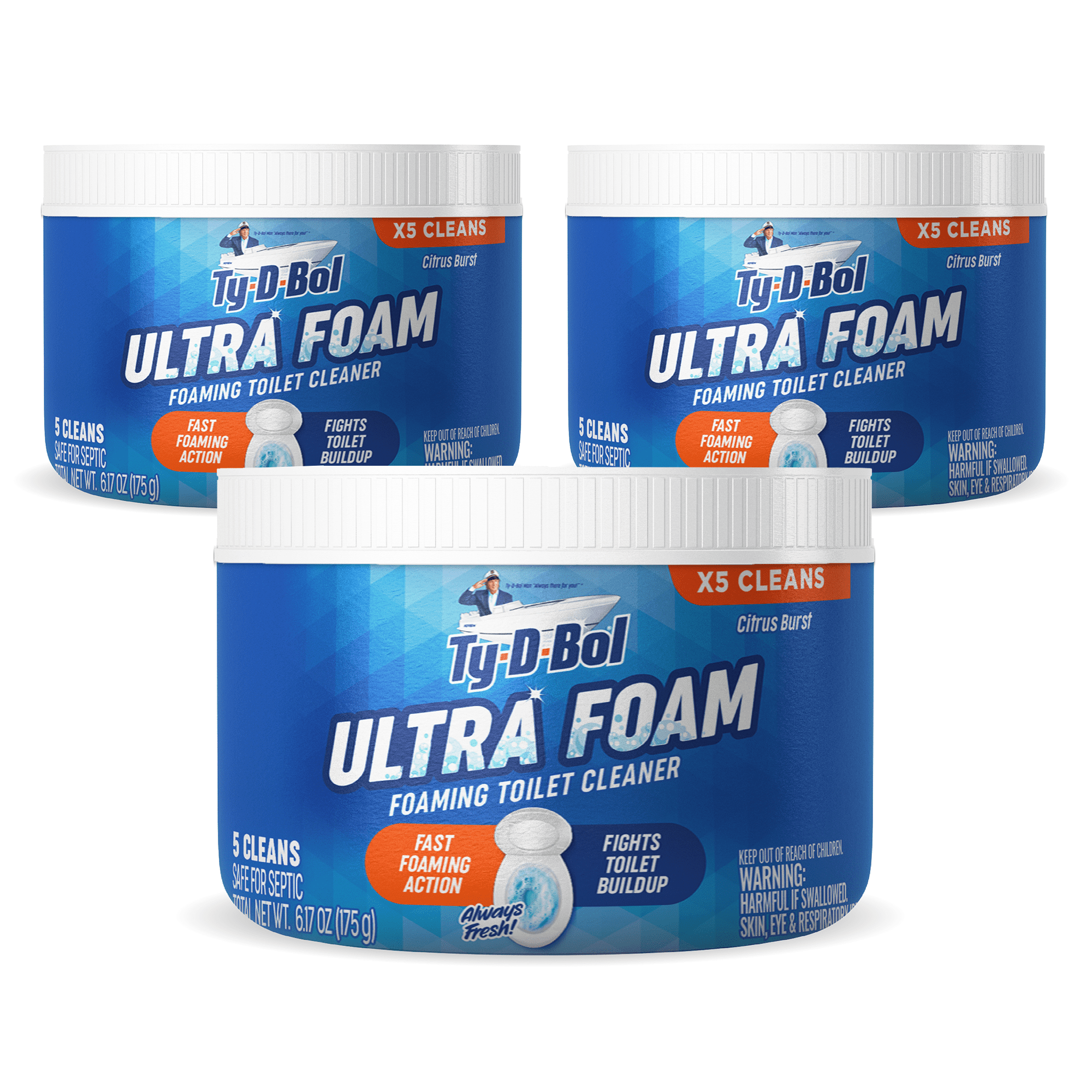 Ty-D-Bol Ultra Foam Toilet Bowl Cleaner, Citrus Scent, 3 Pack, 5 Cleans ...
