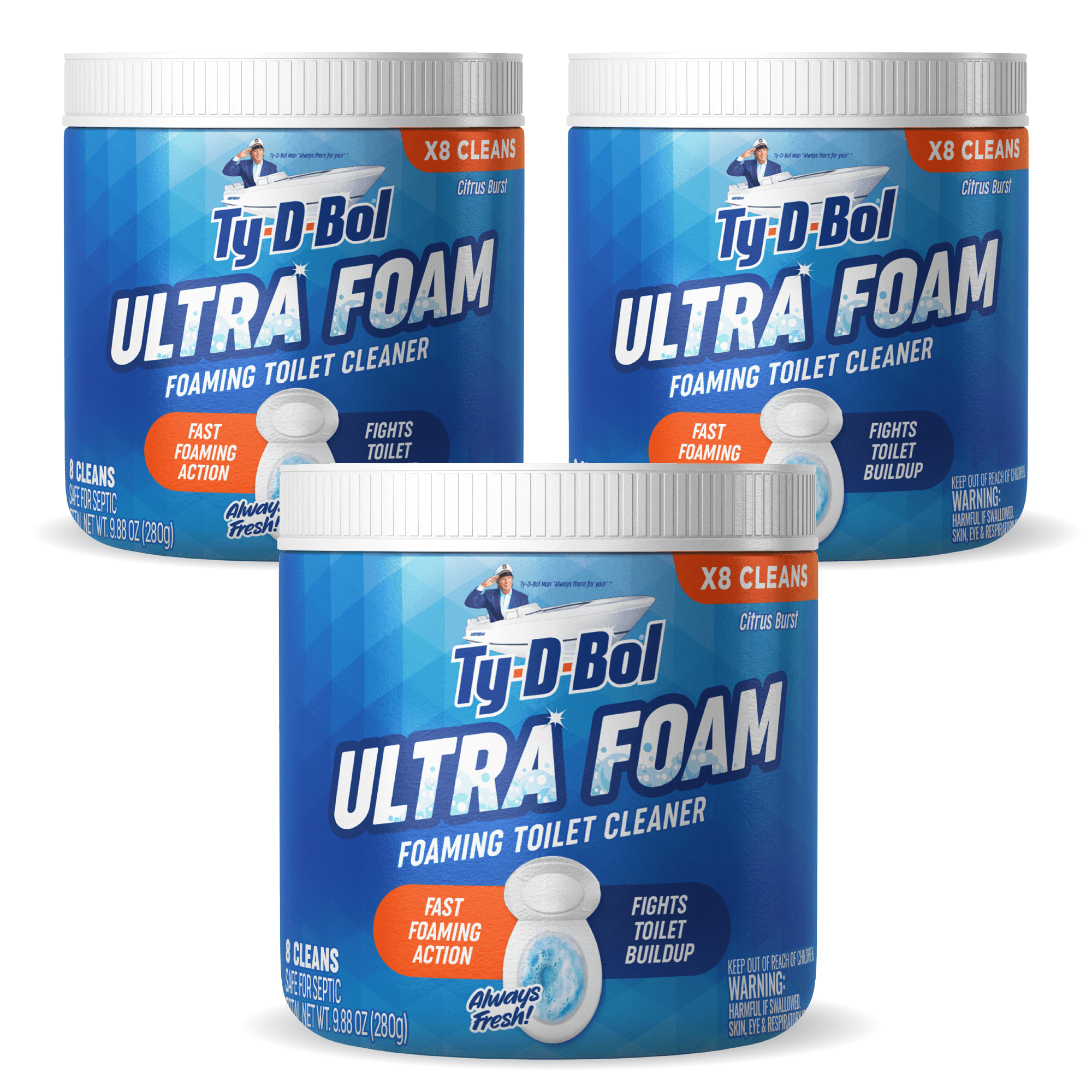 Ty-D-Bol Ultra Foam Toilet Bowl Cleaner 3 Pack, Citrus Scent, 8 Cleans ...