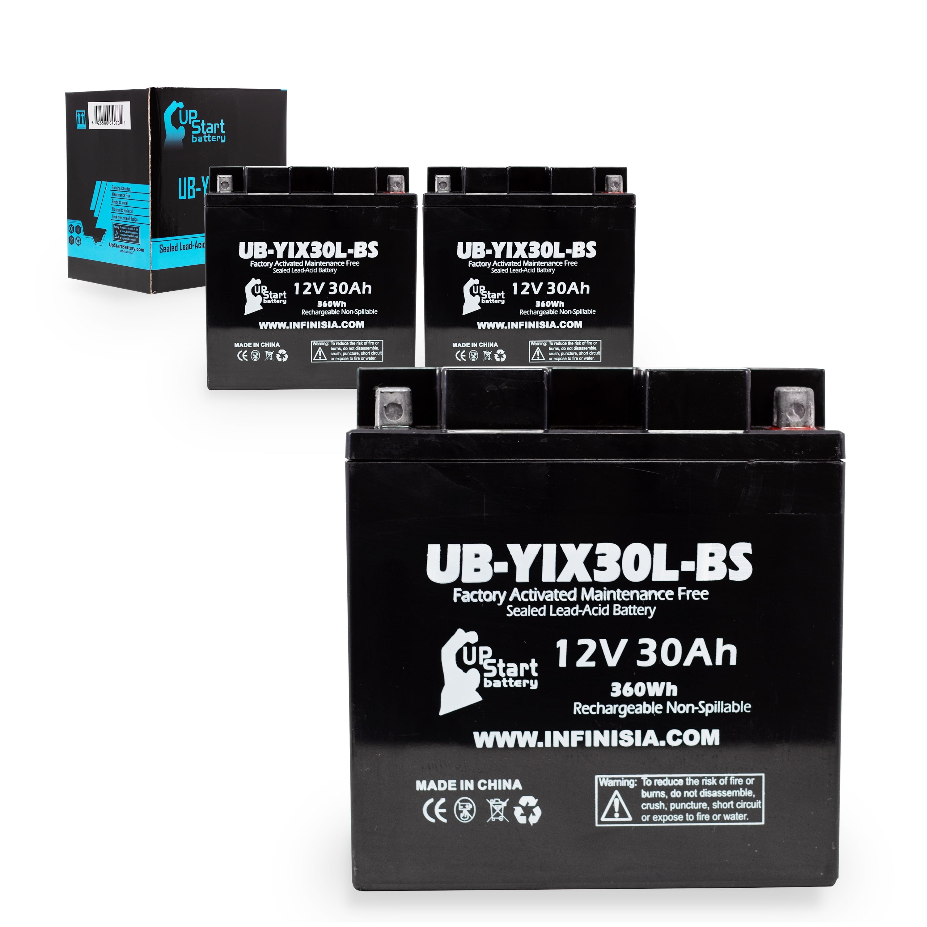 3-Pack UB-YIX30L-BS Battery Replacement for 2017 Harley-Davidson CVO ...