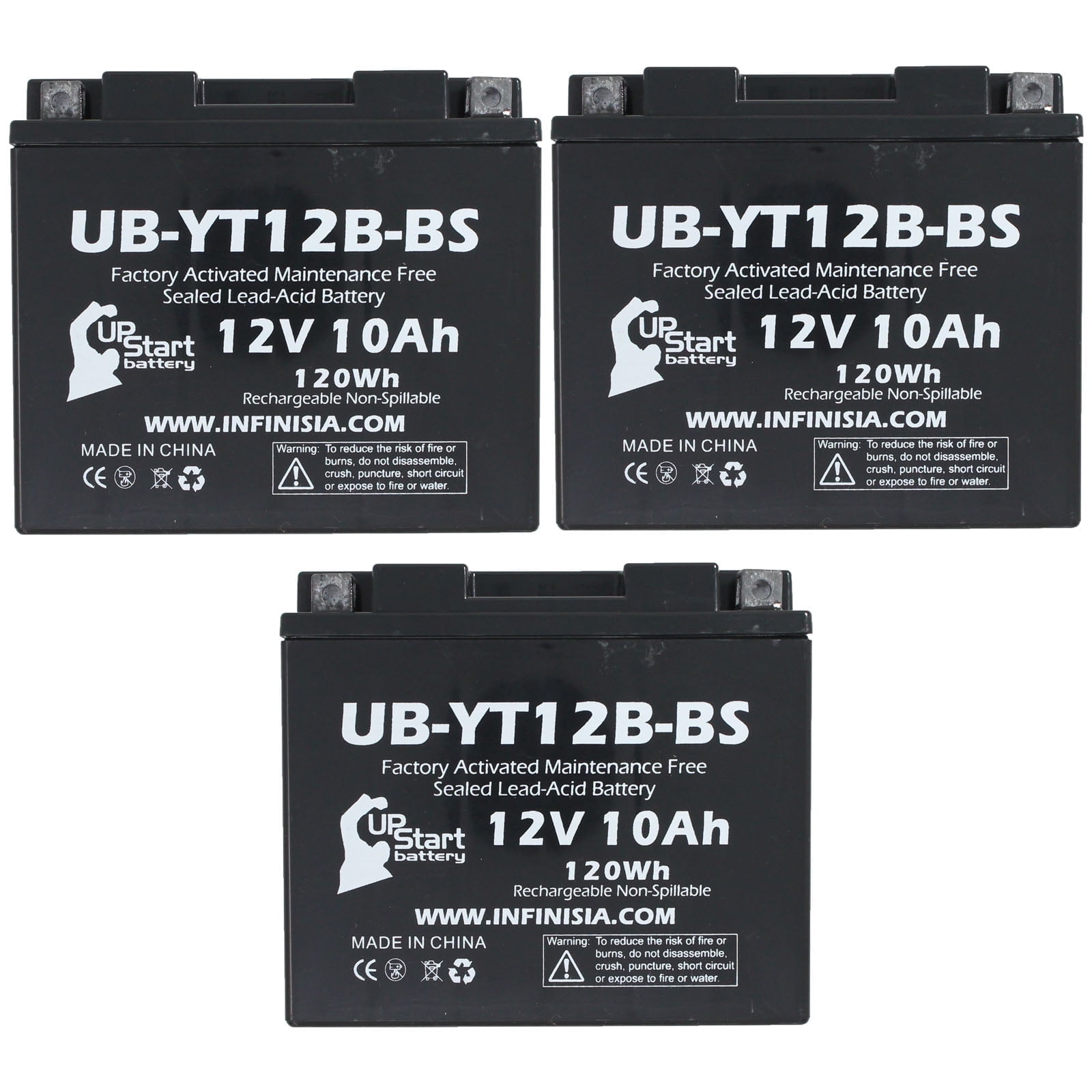 3-Pack UB-YT12B-BS Battery Replacement for 1999 Yamaha YZF-R1 1000 CC ...