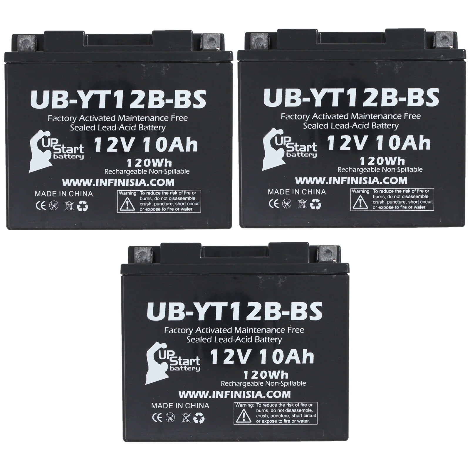 3-Pack UB-YT12B-BS Battery Replacement for 2004 Triumph Speedmaster 865 ...
