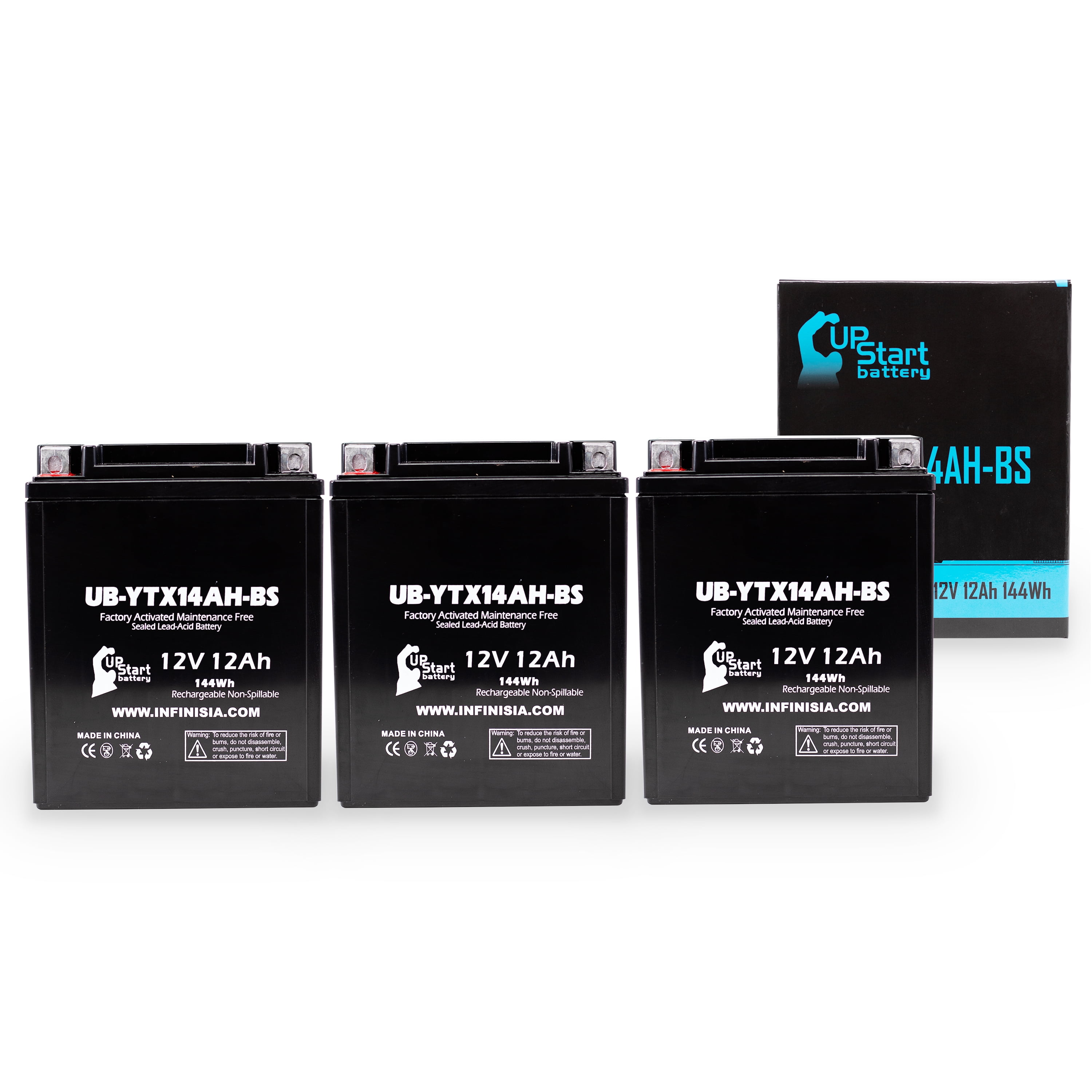 3-Pack UB-YTX14AH-BS Battery Replacement for 1985 Honda VF700F ...