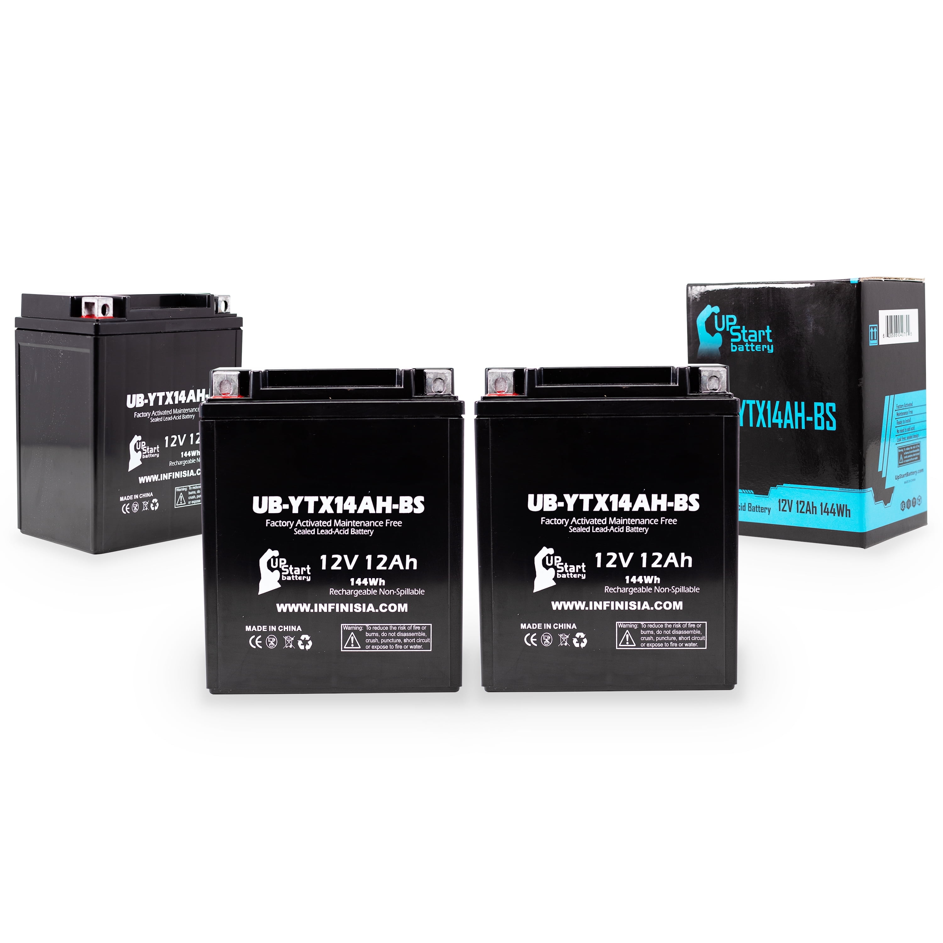 3-Pack UB-YTX14AH-BS Battery Replacement for 2002 Kawasaki KLF220-A ...