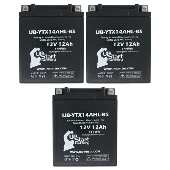 3-Pack UB-YTX14AHL-BS Battery Replacement for 1989 Suzuki GSX1100F ...