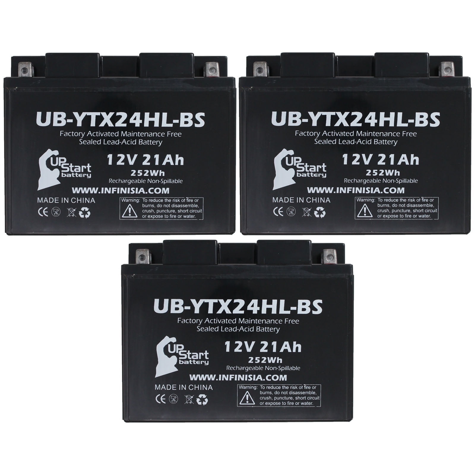 3-Pack UB-YTX24HL-BS Battery Replacement for 1989 Harley-Davidson FL ...