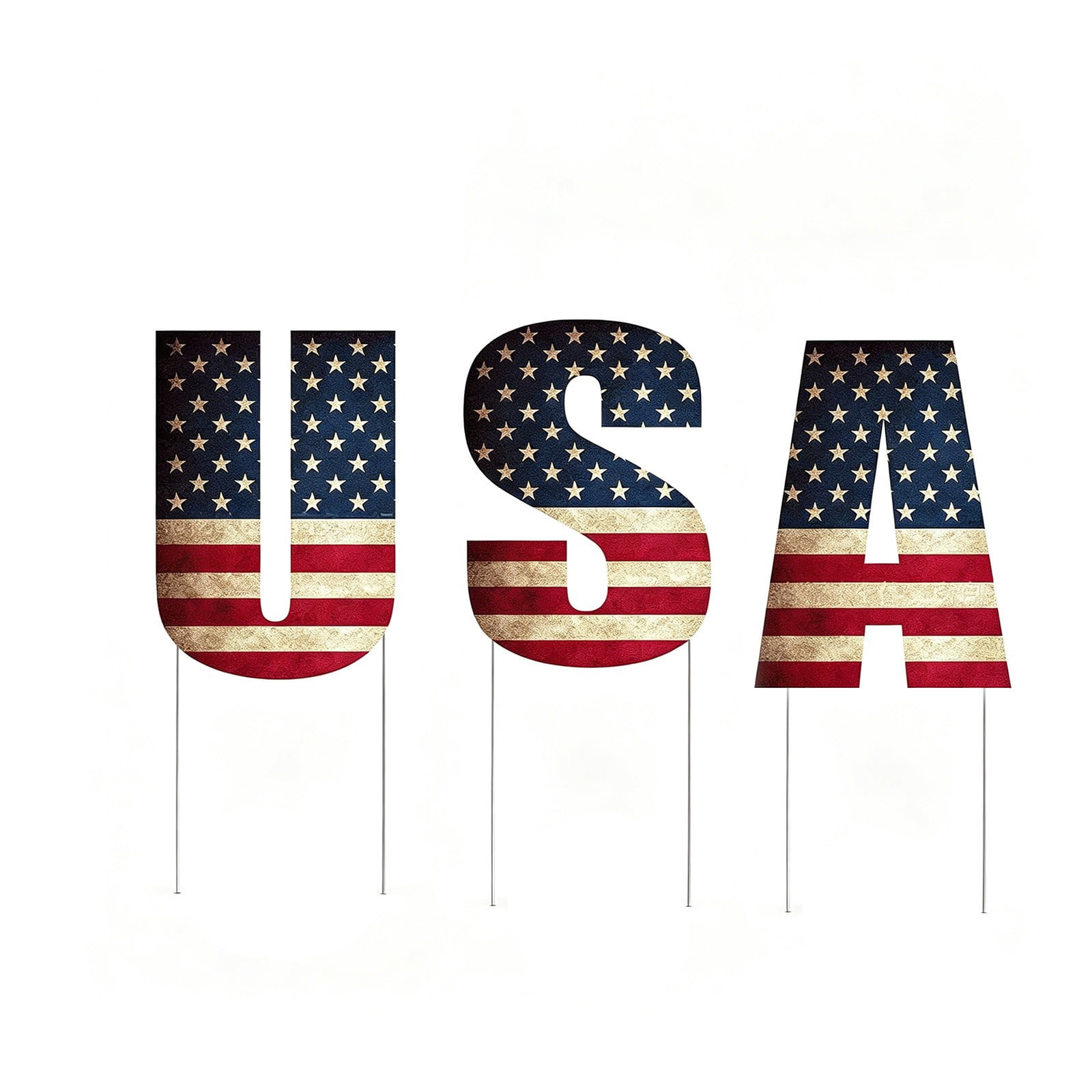 3 Pack USA Letter Garden Stakes Patriotic Yard Signs For 4th Of July ...
