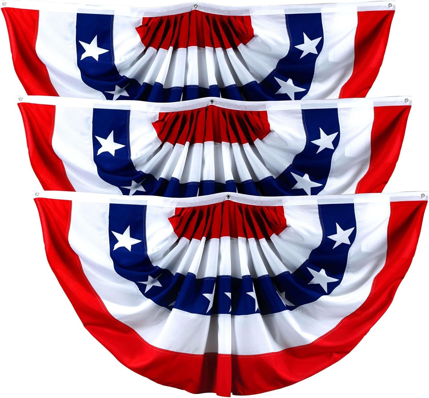 3 Pack: USA Pleated Fan Flag, 2x4 Feet American USA Bunting Decoration ...