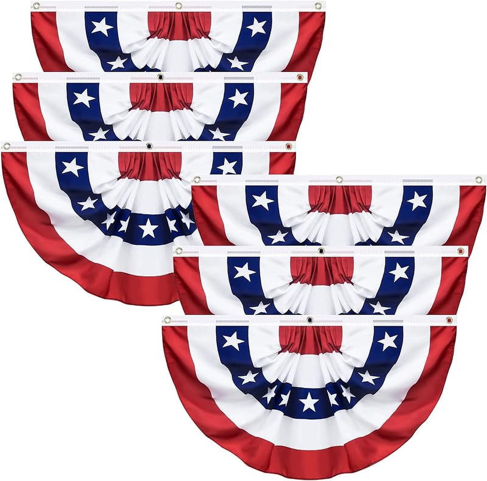 3 Pack USA Pleated Fan Flag, Large Size 3 X 6 FT American Flags Bunting ...