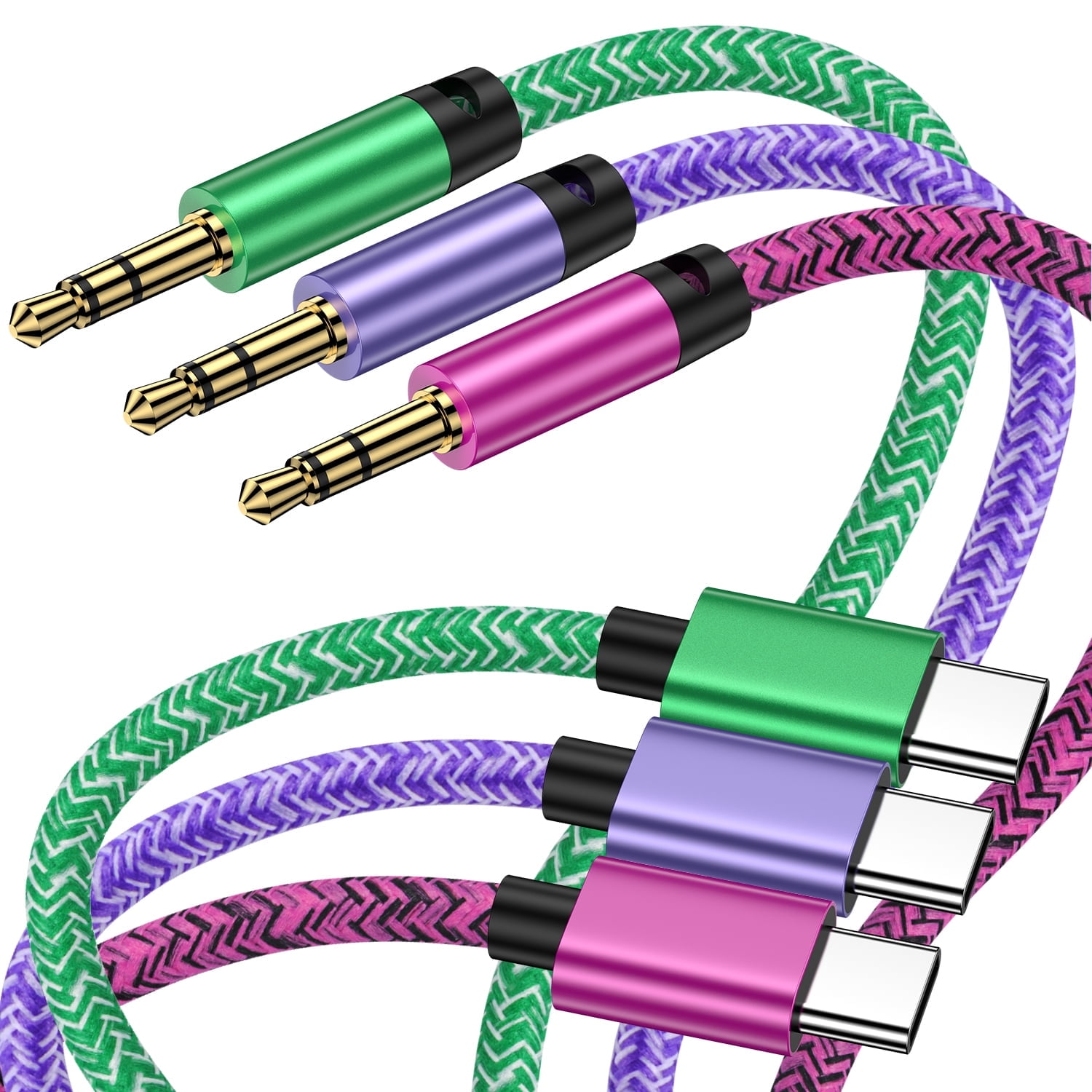 3 Pack USB C to 3.5mm Audio Aux Jack Cable, Type C to 3.5mm Headphone ...