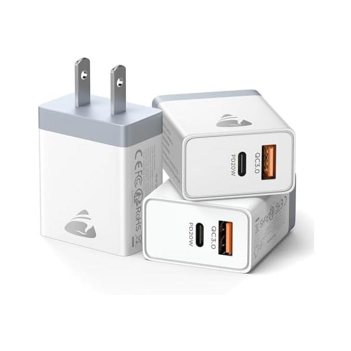 [3 Pack] USB C Charger Block, 20W Dual Port Type C Wall Charger Fast ...