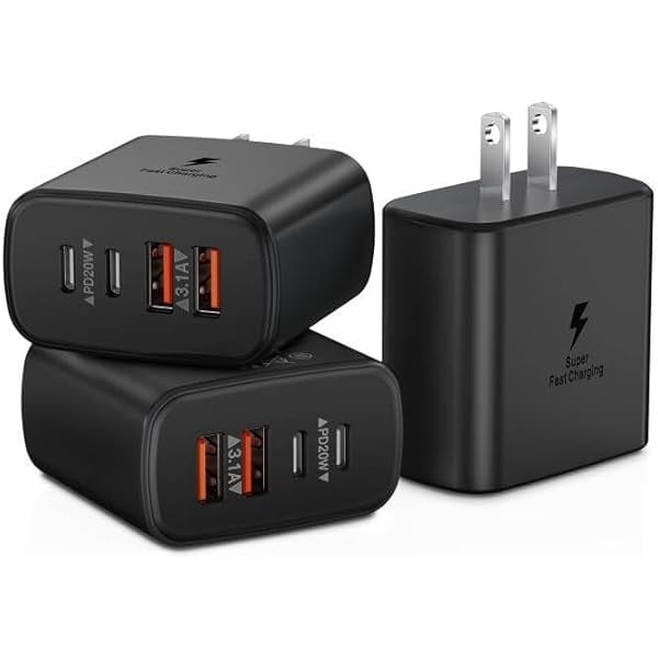 3-Pack USB C Charger Block Fast Charge, 40W 4-Port Type C Fast Charging ...
