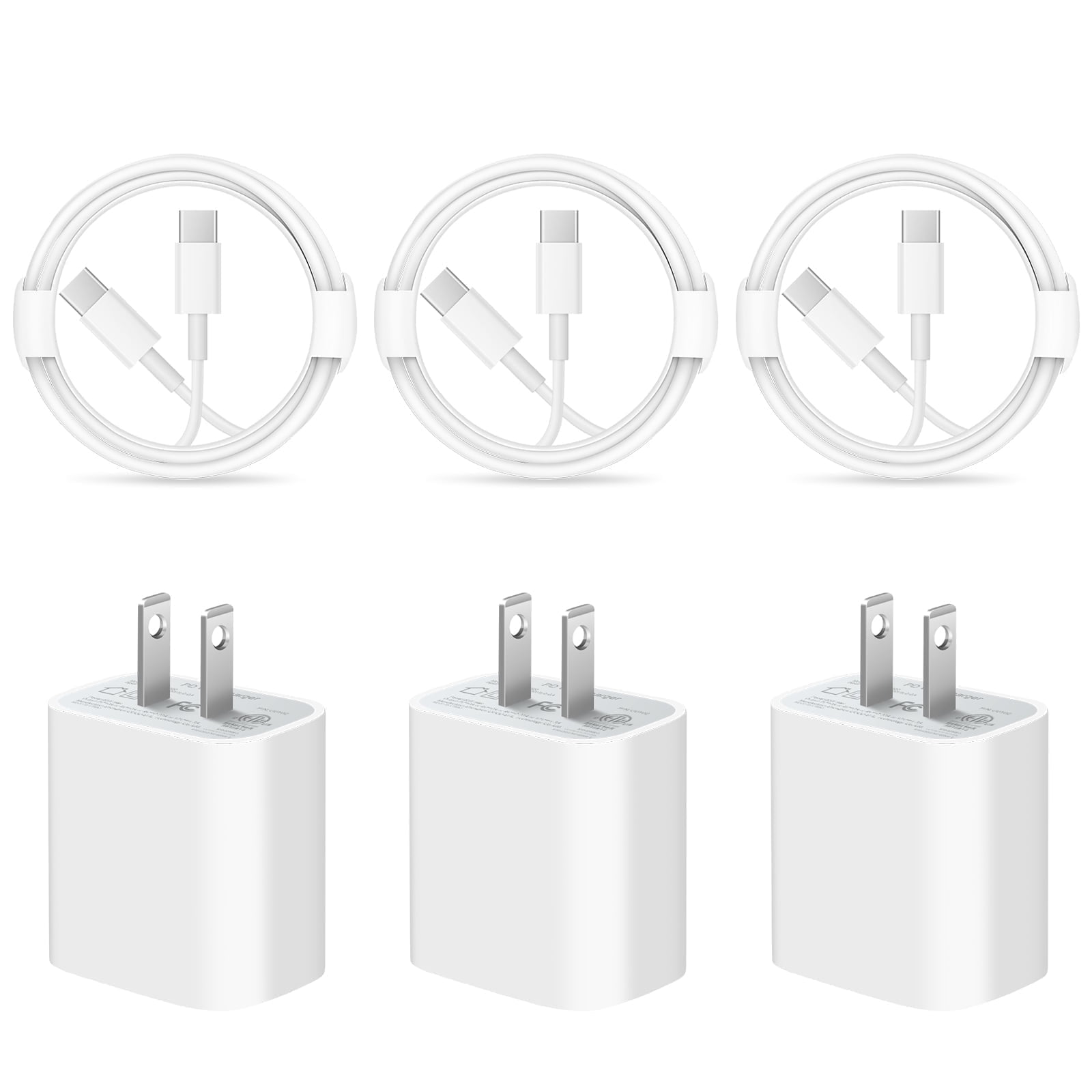 Coreykin 3 Pack 20W USB-C Fast Charger, 6FT Cable, iPhone 16 15 Pro Max ...