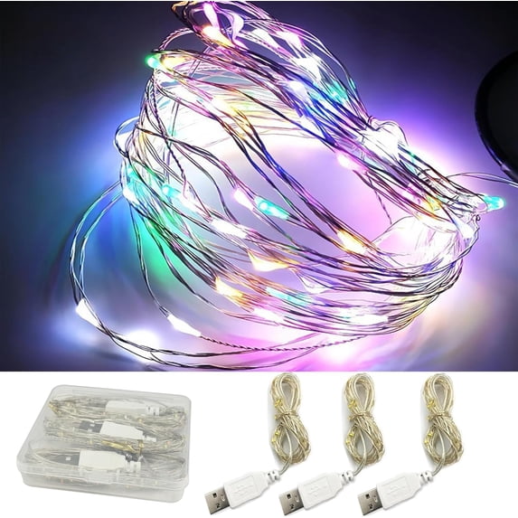 3 Pack USB Fairy Lights, USB String Lights 16.5FT 50 LEDs, Fairy String ...