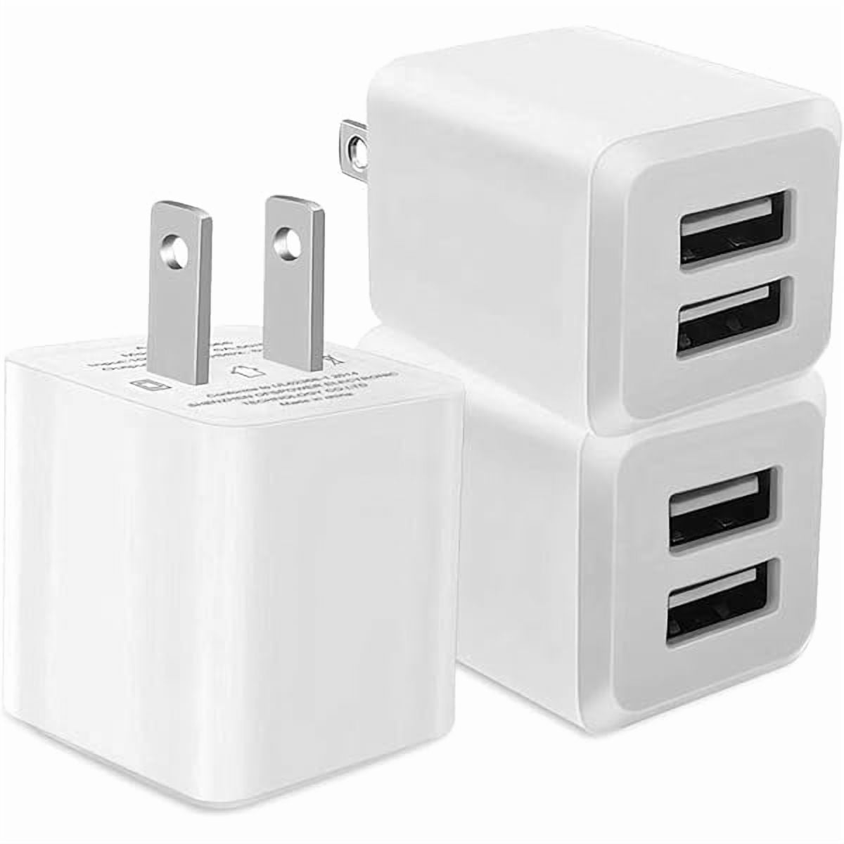 xining 3- Pack, USB Wall Charger, Dual Port USB Cube Power Adapter ...
