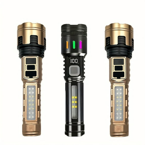 3-Pack Ultra Bright LED Flashlights | Rechargeable with Digital Display ...