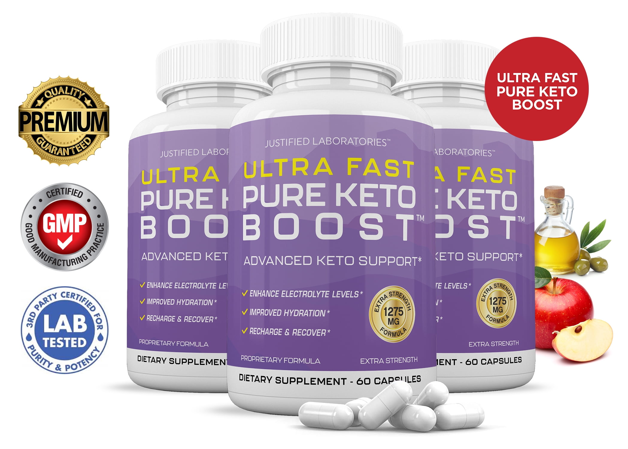 (3 Pack) Ultra Fast Pure Keto ACV Pills 1275mg Alternative to Gummies ...
