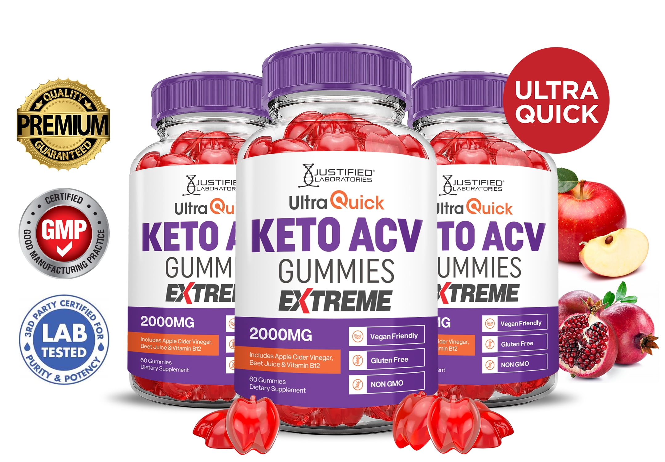 (3 Pack) Ultra Quick Keto Extreme ACV Gummies 2000mg Dietary Supplement ...