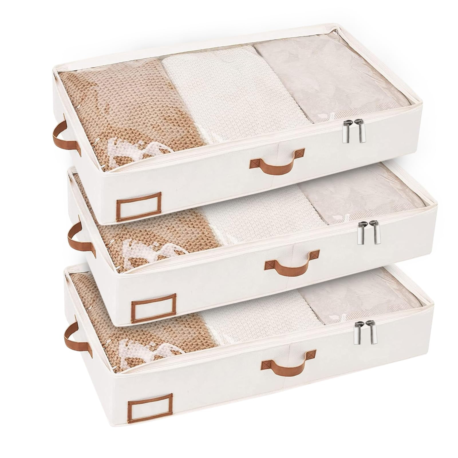 3 Pack Under Bed Storage Box, 40" x 20" x 5" Foldable Underbed Storage ...