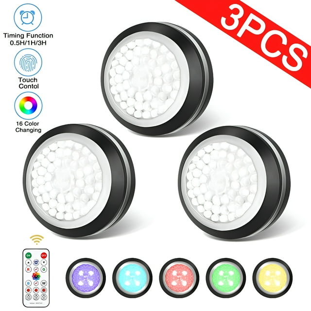 Novashion 3-Pack Under Cabinet LED Puck Lights, 16 Color Changing ...
