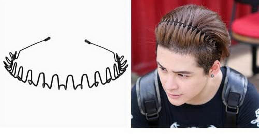 3 Pack Unisex Hair Bands Metal Headband Slicked Black Head Band Spring ...