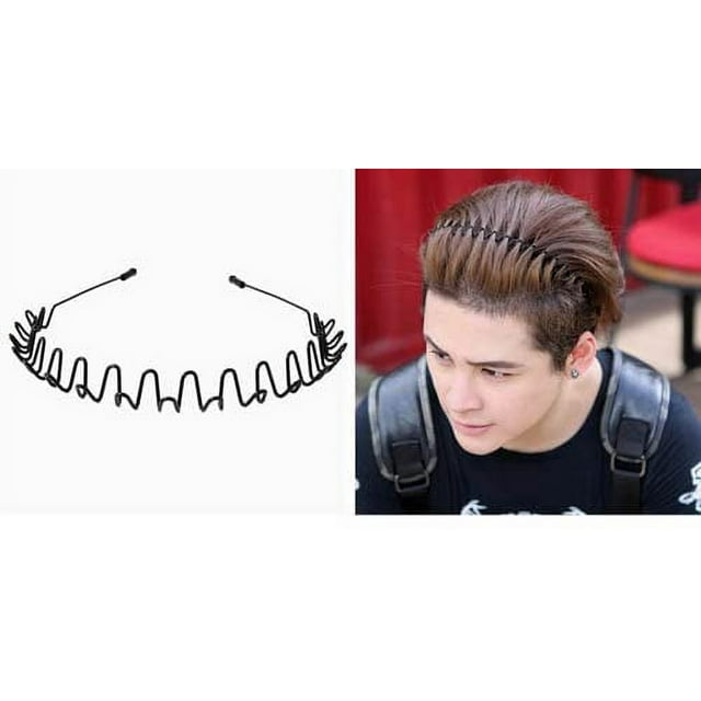 3 Pack Unisex Hair Bands Metal Headband Slicked Black Head Band Spring ...