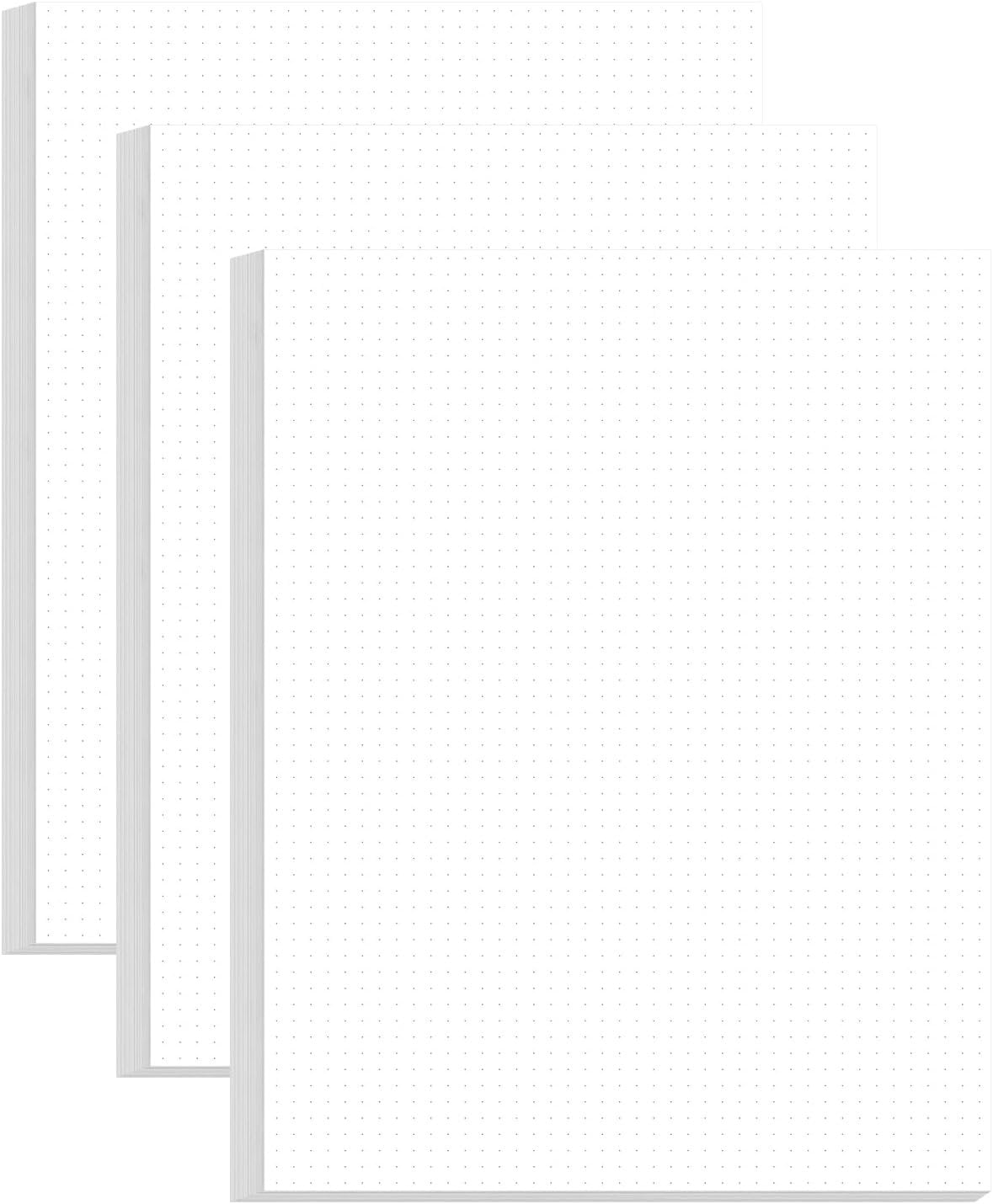(3-Pack) Unpunched Dotted Paper, Letter Size 300 Sheets/600 Pages Loose ...