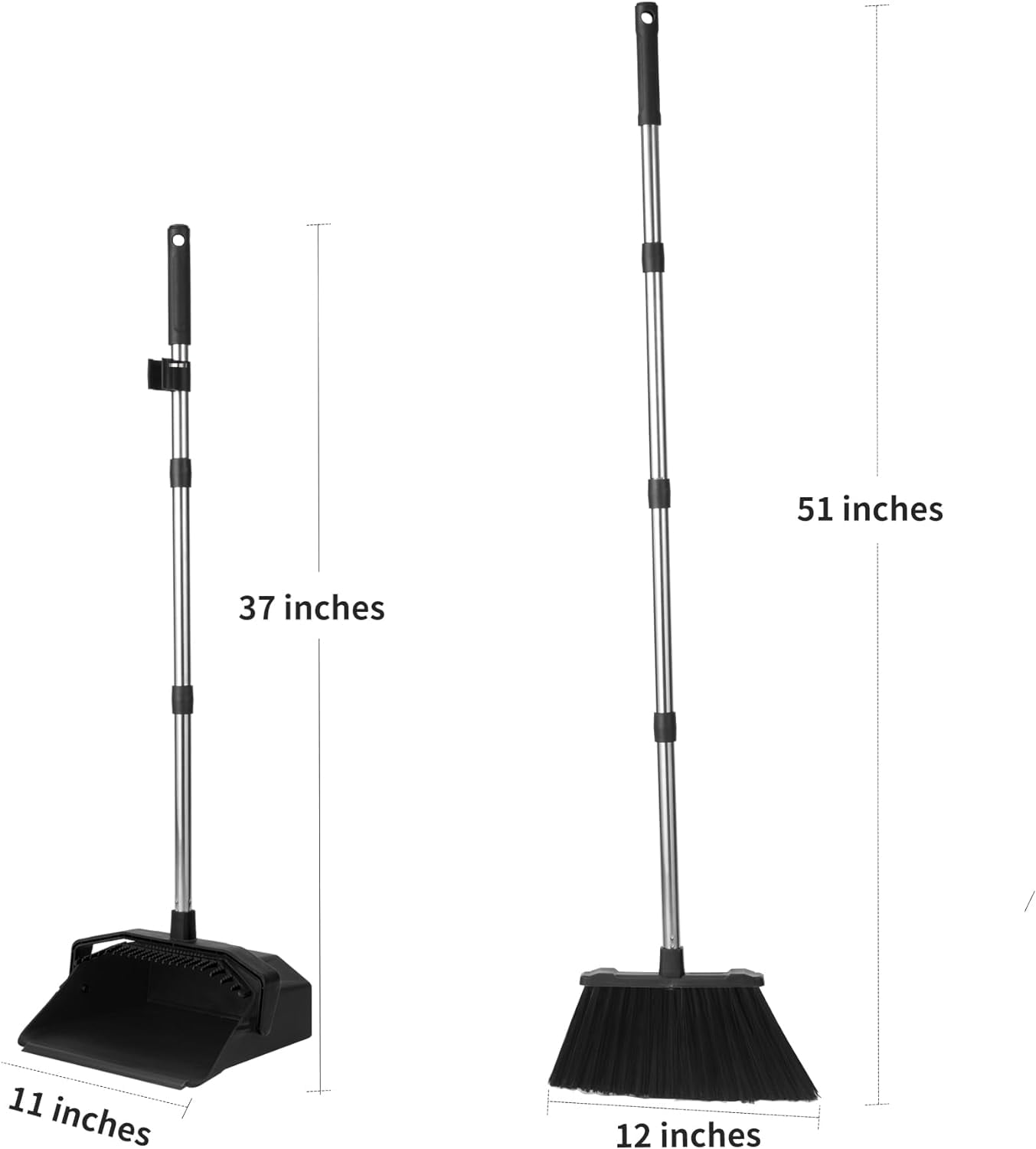 3-Pack Upright Broom with Dustpan Combo Set - Commercial Broom and ...