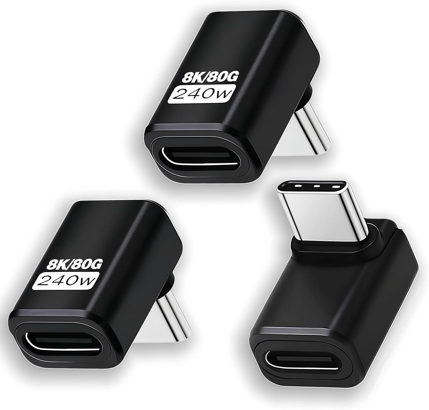 3 Pack Usb C 90 Degree Adapter [80Gbps Data Transfer,8K@240Hz Video ...