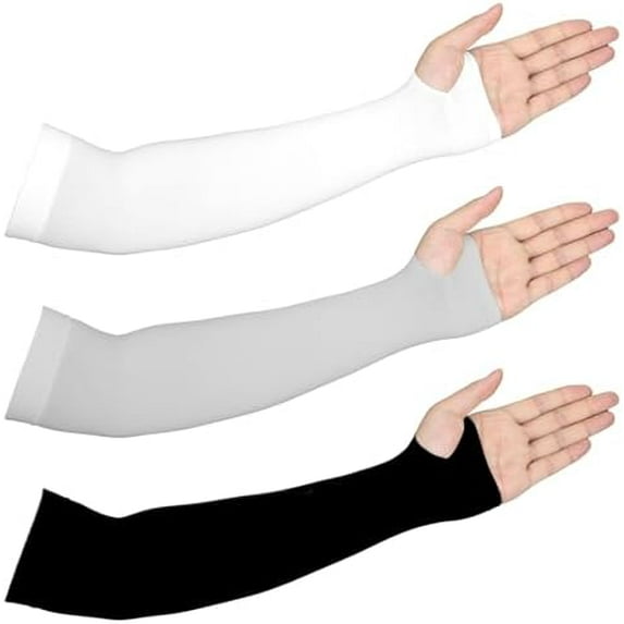 3 Pack Uv Arm Sleeves with Thumb Holes Protection Ice Silk Cooling ...