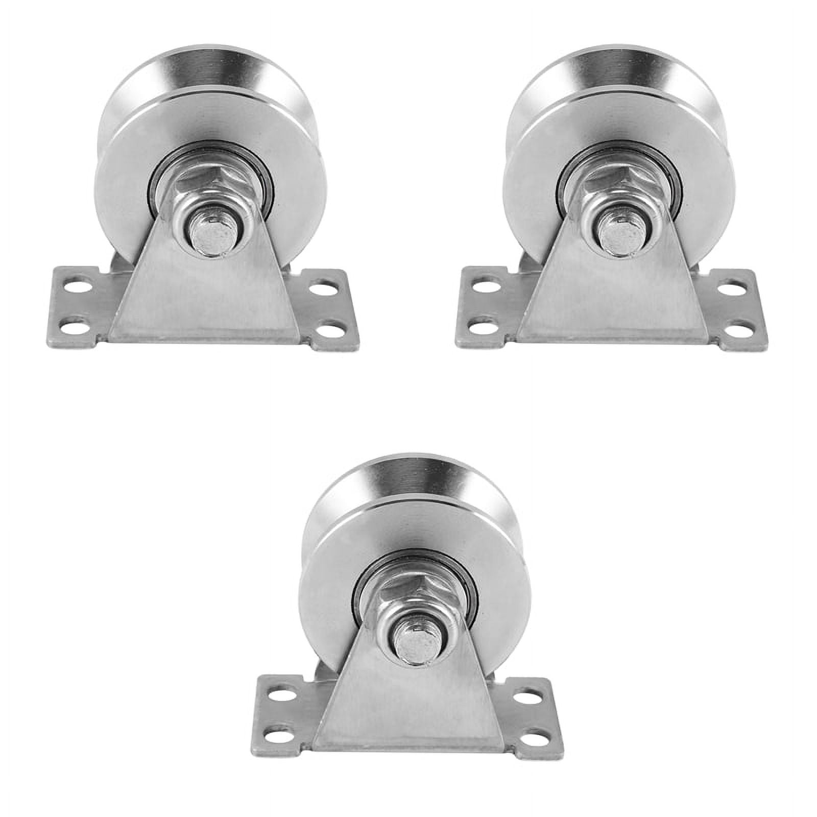 3-Pack V-Type Stainless Steel Pulley Block Mute Bearings Groove Sliding ...