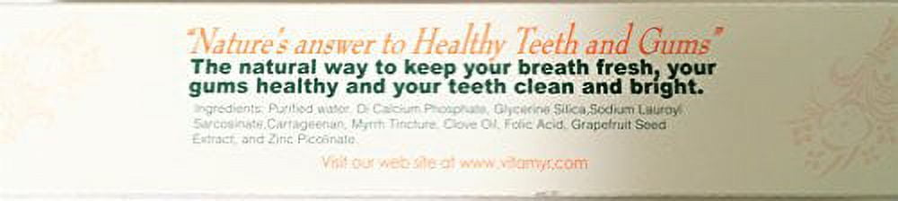 3 Pack VITA-MYR Zinc Plus Toothpaste 4 oz - Walmart.com