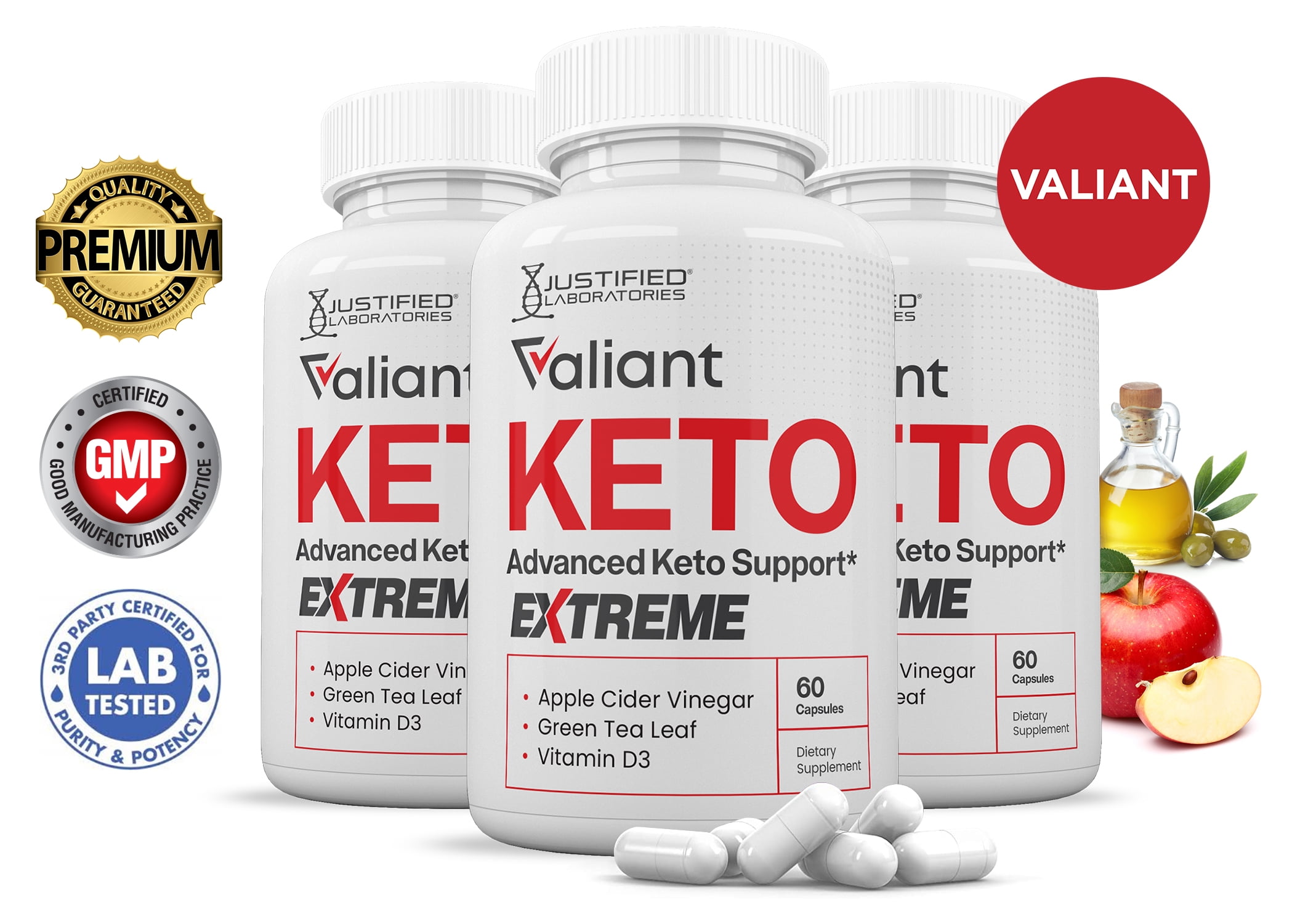 (3 Pack) Valiant Keto ACV Extreme Pills 1675mg Alternative to Gummies ...