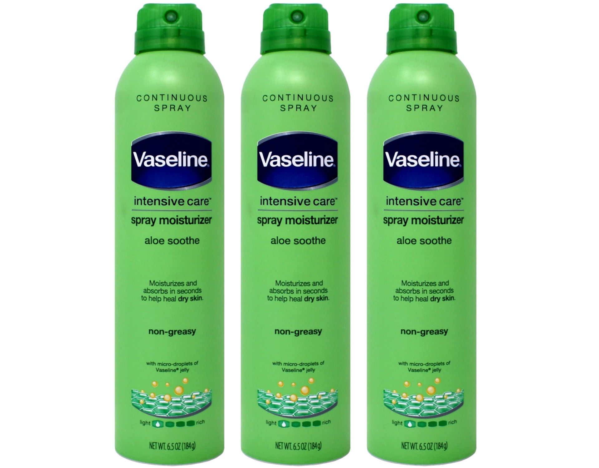 Vaseline Intensive Care Aloe Soothe Spray Moisturizer, 3 Pack 6.5oz ...