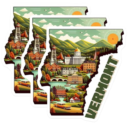 (3 Pack) Vermont Decals - State Pride Stickers - Laptop Decal - United ...