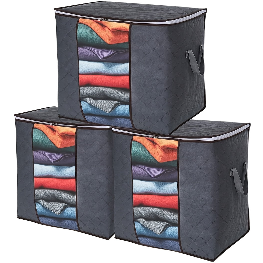 3-Pack Vertical Storage Bags with Clear View Panel - 90L Heavy-Duty ...