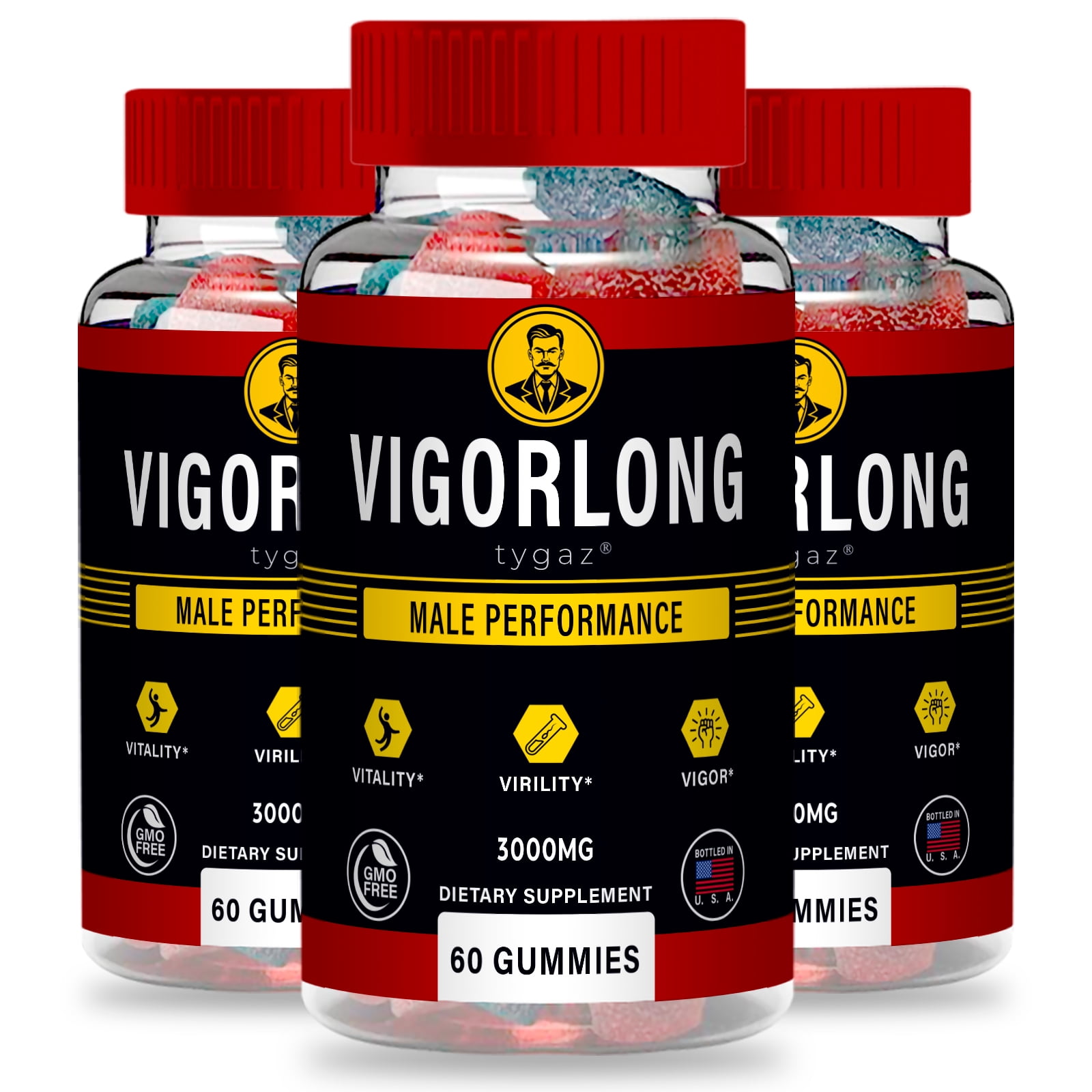 (3 Pack) Vigor Long - Vigor Long Gummy For Men - Walmart.com