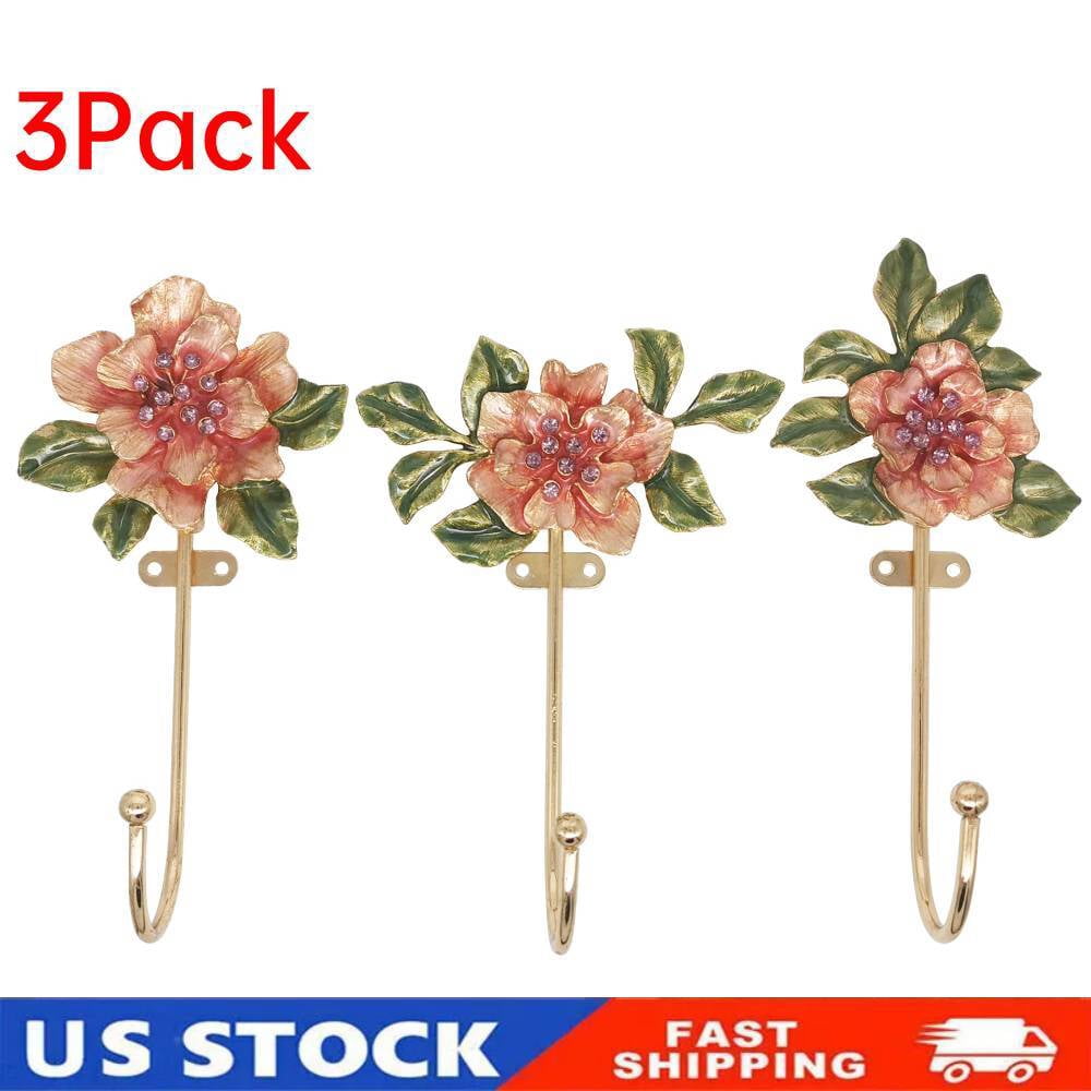 3 Pack Vintage Flower Shaped Decorative Wall Hooks Rack Hangers for ...