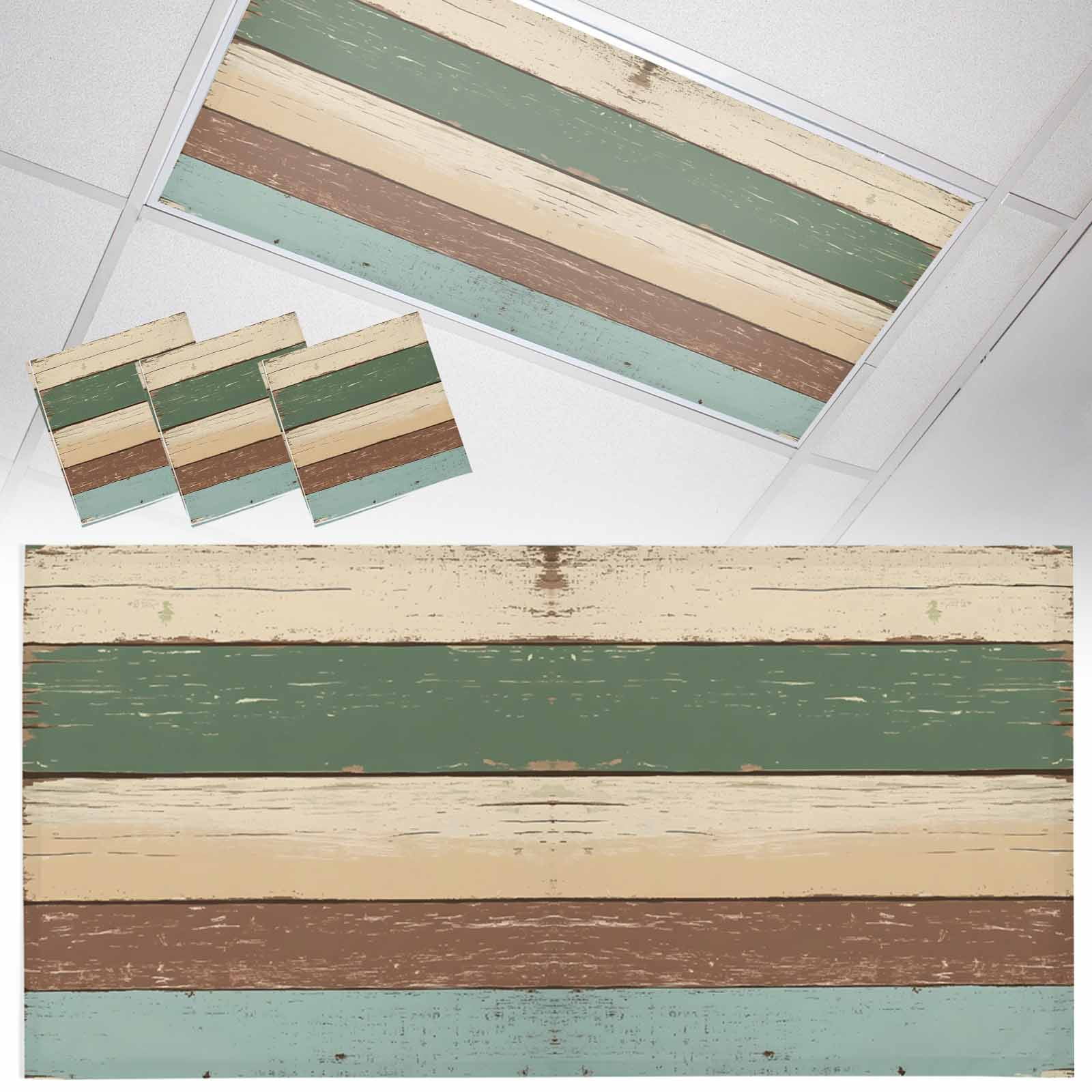 3 Pack Vintage Fluorescent Light Covers for Ceiling Lights Brown Green ...