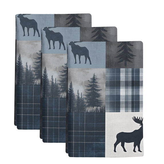 3 Pack Vintage Miu Deer Kitchen Towels Geometric Patchwork Plaid Abies ...