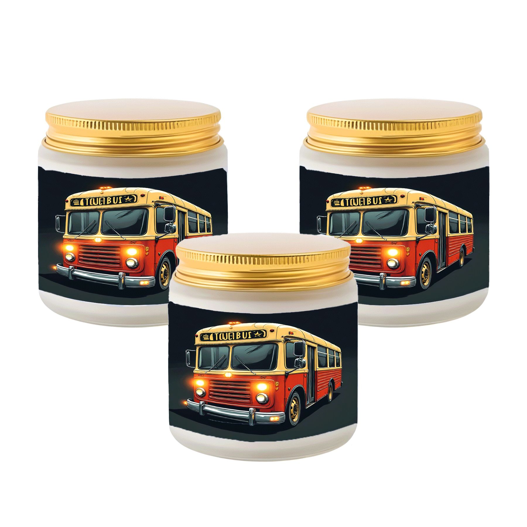 3 Pack Vintage Red Bus Scented Soy Wax Candles - Decorative Jar with ...