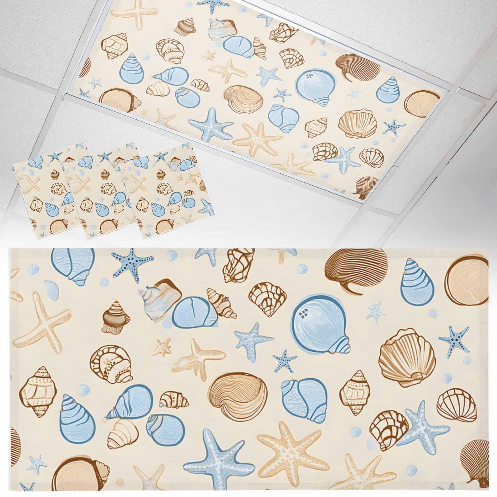 3 Pack Vintage Shell Fluorescent Light Covers for Ceiling Lights Blue ...