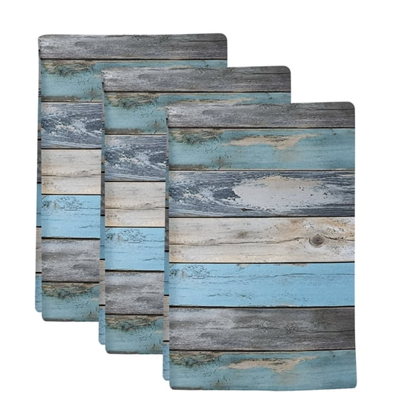 3 Pack Vintage Wood Grain Kitchen Towels Blue Gray Striped Rustic Board ...