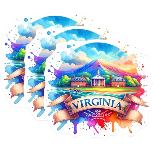 (3 Pack) Virginia Decals - Watercolor State Art - Laptop Stickers- 3 ...
