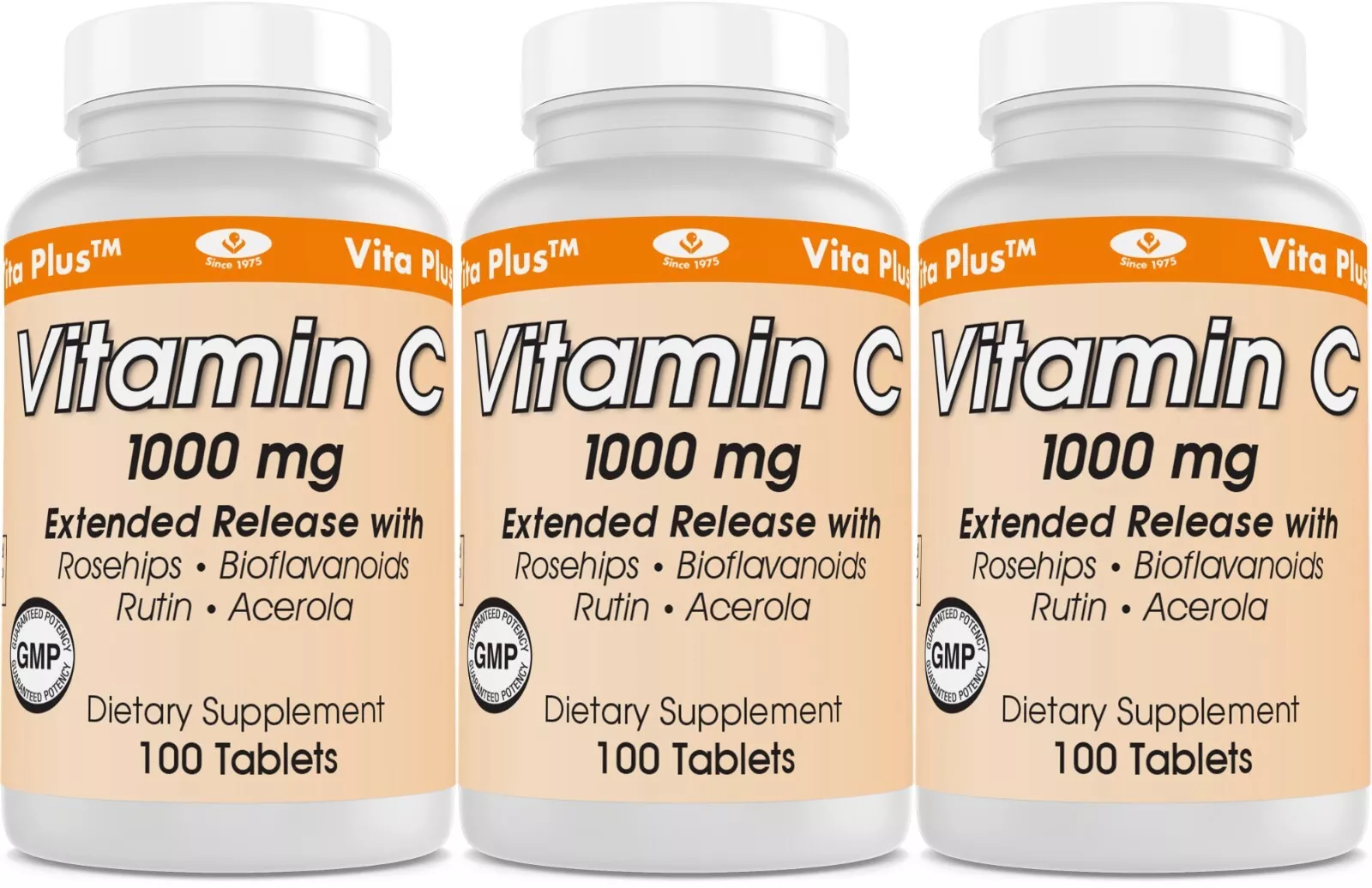 3 Pack Vita Plus Vitamin C 1000 mg 100 tablets - Walmart.com